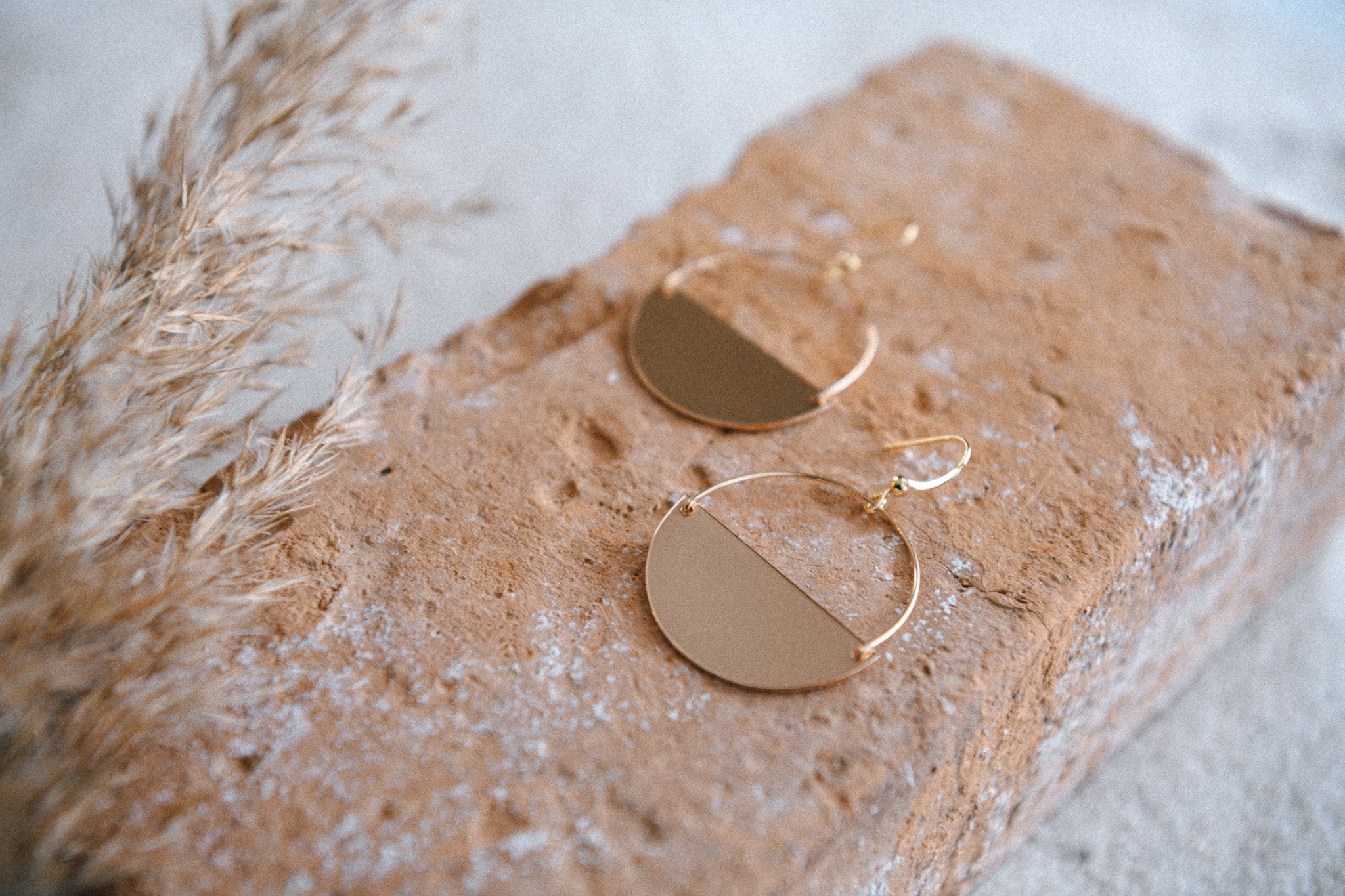 Desert Rose Gold Plated Half Moon Hoops – Cecelia Designs Jewelry